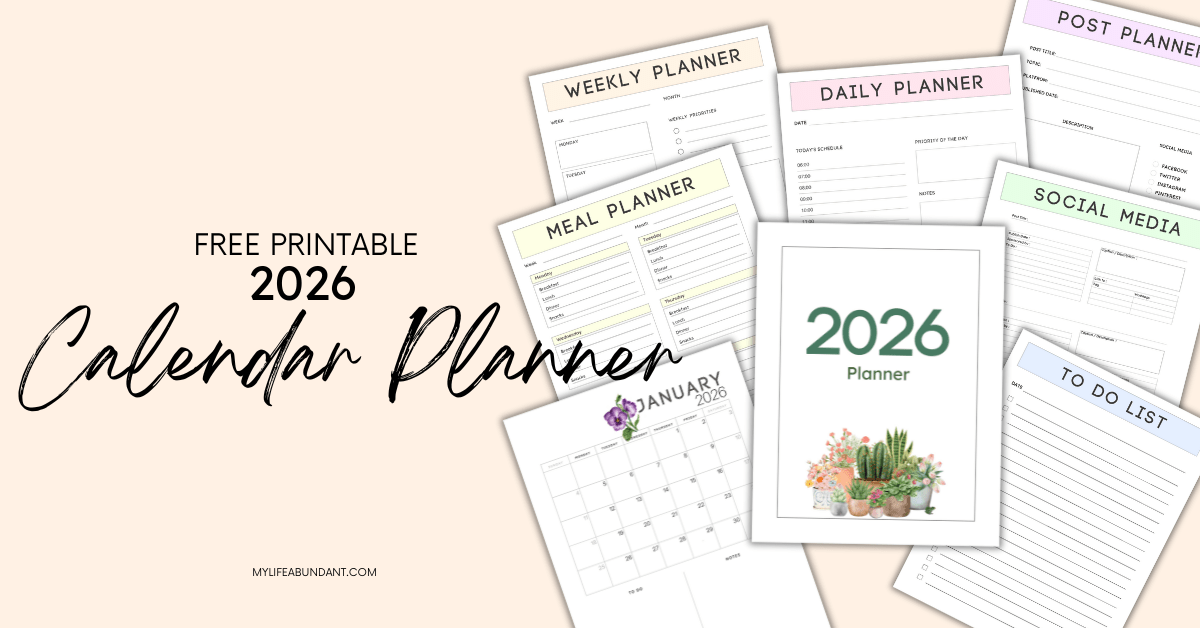 2026 Free Printable Calendar with Planner Pages - My Life Abundant